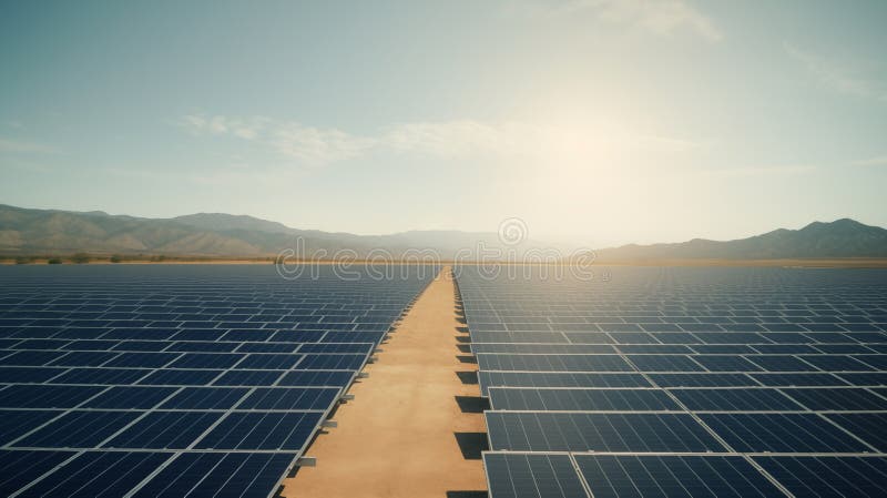 Large Solar Farm with Majestic Mountain Backdrop Stock Photo - Image of ...