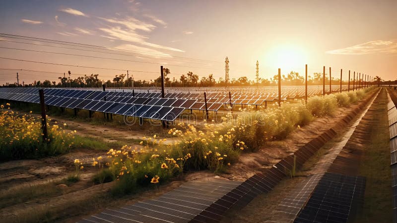 Solar Panels at Sunset stock footage. Video of sunset - 336464856