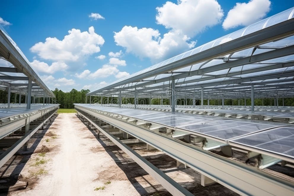 Large Solar Panel Array in a Beautiful Summer Field Landscape ...