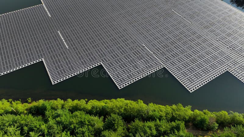 Large Solar Panel Array Floating on a Body of Water in New Jersey Stock ...