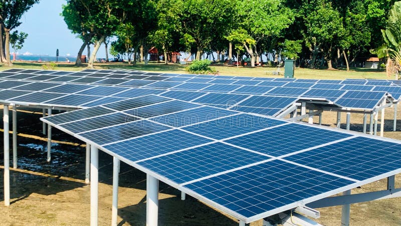 A Large Solar Panel Array is Installed in a Park Editorial Photo ...