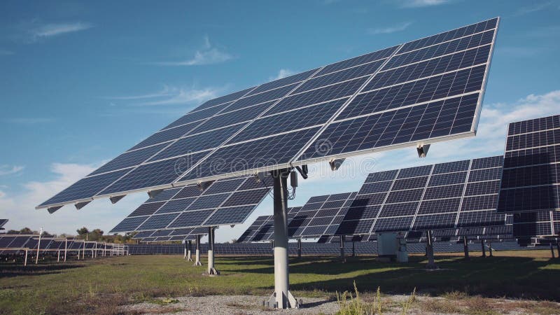 Large Solar Panel Arrays on Ground Stock Image - Image of electric ...
