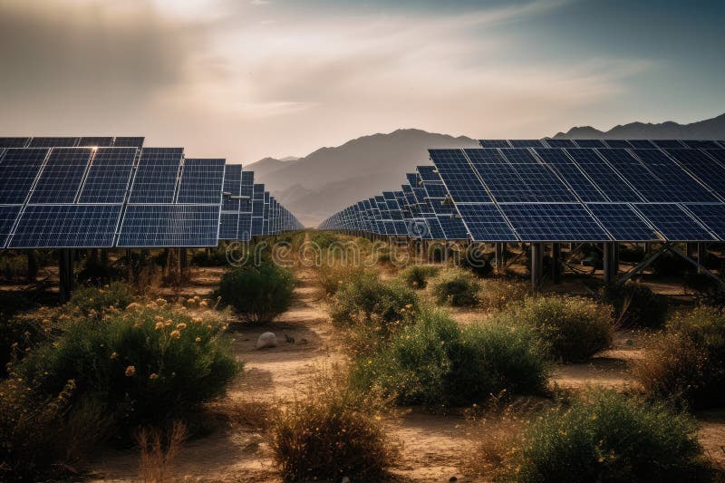 Large Solar Panel Field. Generative AI Stock Illustration ...