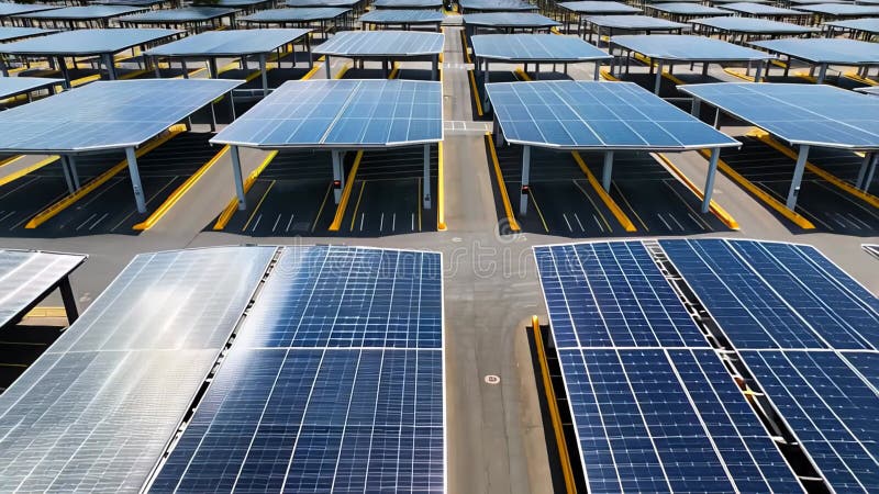 Large Solar Panel Installation in Parking Lot for Renewable Energy ...