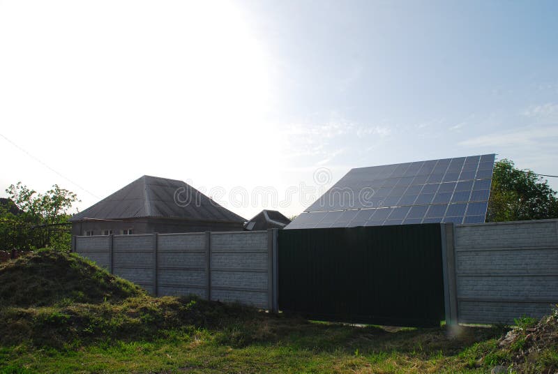 Large Solar Panel on a Plot of Land Near the House. Autonomous ...