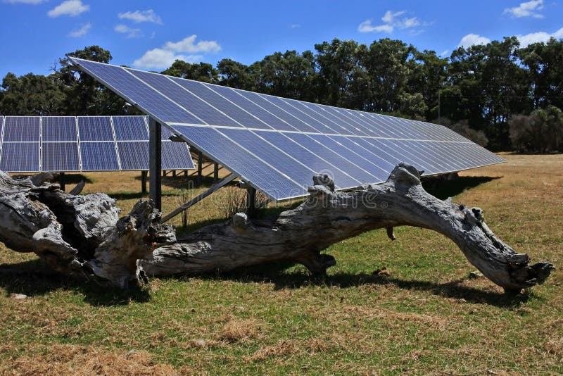 Large Solar Panels in a Farmland Stock Image - Image of industry, farm ...