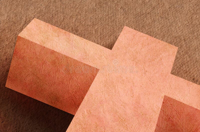 Large Solid Cross with Textured Surface Leaning on an Angle Stock ...