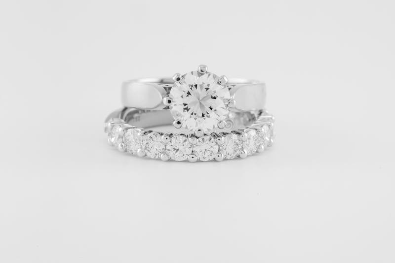 Large Solitaire Diamond Ring with Circle of Diamonds Stock Image ...