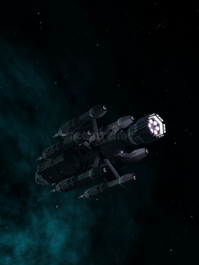 Large Space Battle Ship 2 with Fighters 3D-Rendering Stock Photo ...