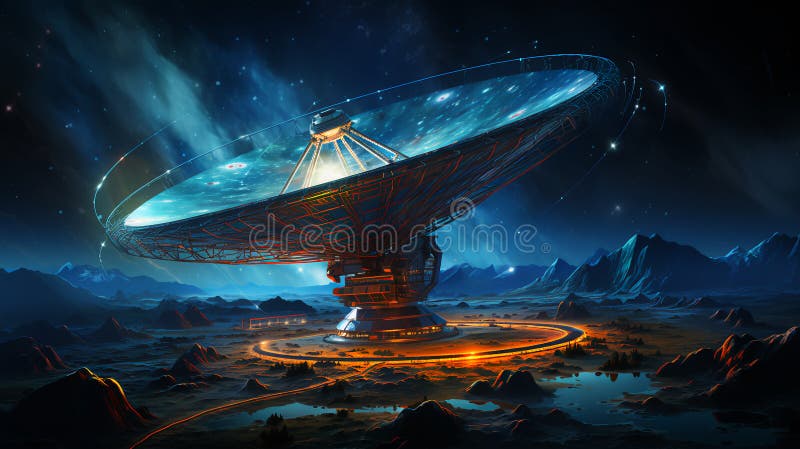 Large Space Satellite Dish, Radar Stock Illustration - Illustration of ...