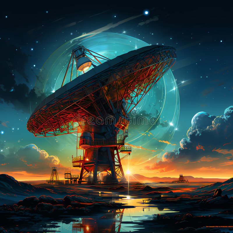 Large Space Satellite Dish, Radar Stock Illustration - Illustration of ...