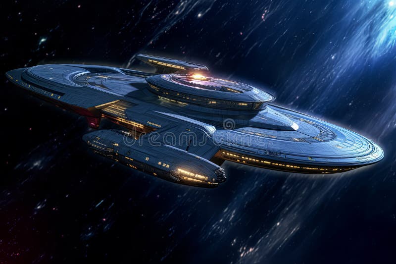 A Large Space Ship is Flying through Space Stock Photo - Image of ...