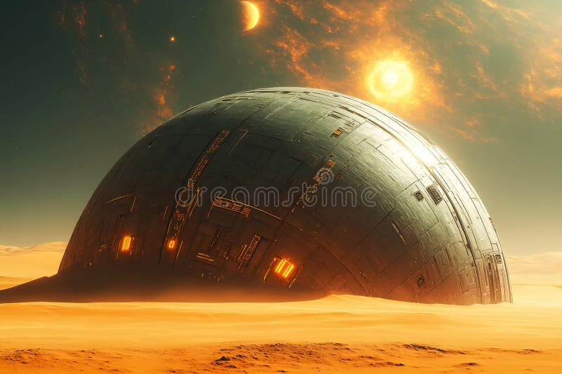 A Large Space Ship is Laying on the Sand Stock Illustration ...