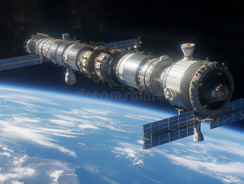 A Large Space Shuttle is Flying through Space Stock Photo - Image of ...