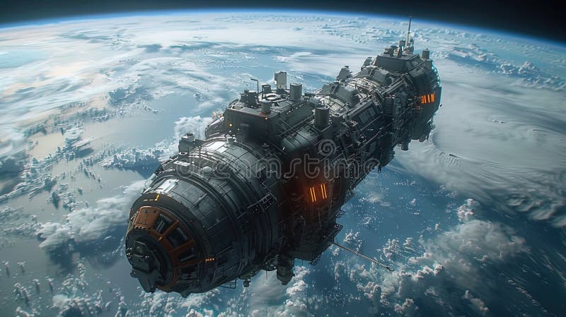 Cylindrical Spacecraft Orbiting Earth Stock Photos - Free & Royalty ...