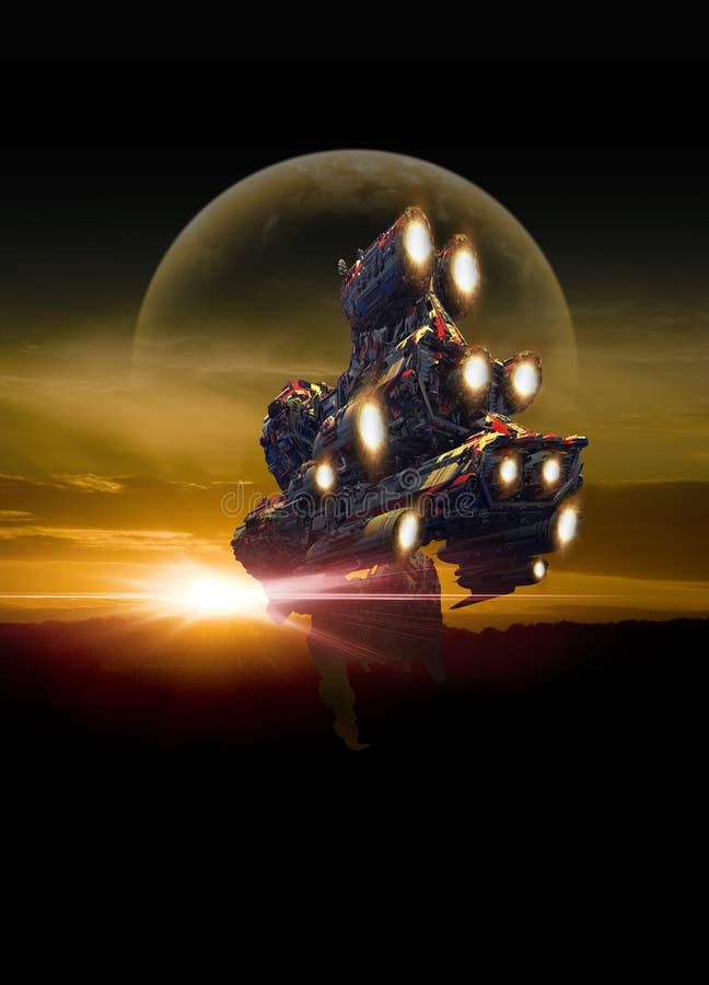 Large spaceship stock illustration. Illustration of space - 116874451