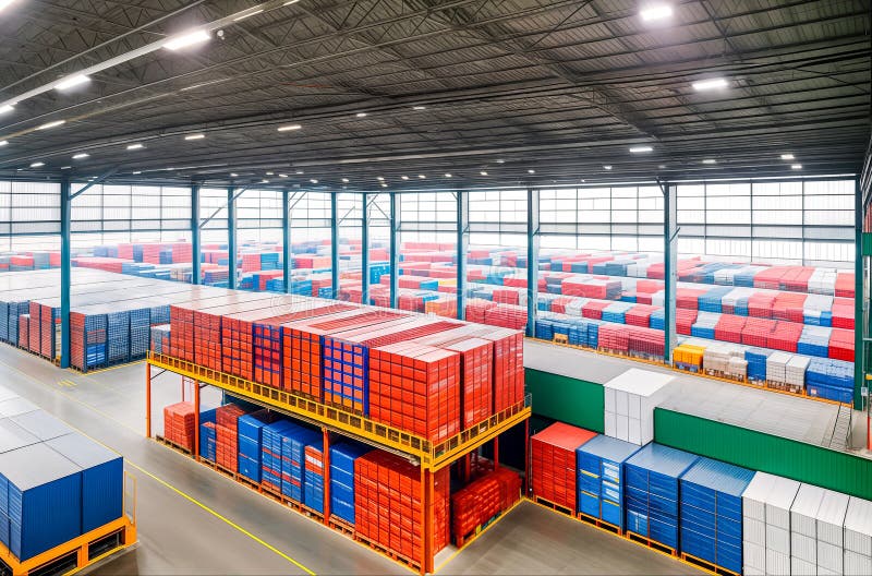 A Large, Spacious, Modern Warehouse of Goods, Top View. Generative AI ...