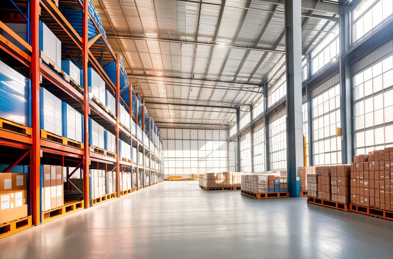 A Large, Spacious, Modern Warehouse with Panoramic Windows and Sunlight ...