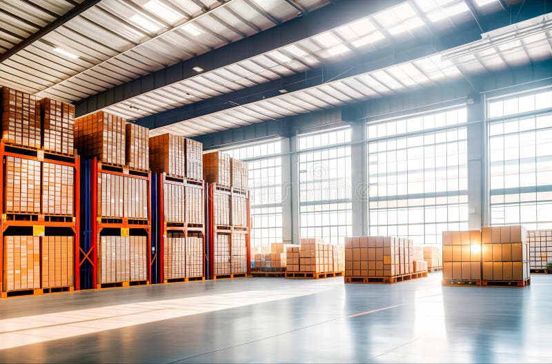 A Large, Spacious, Modern Warehouse with Panoramic Windows and Sunlight ...