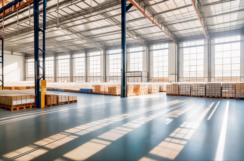 A Large, Spacious, Modern Warehouse with Panoramic Windows and Sunlight ...