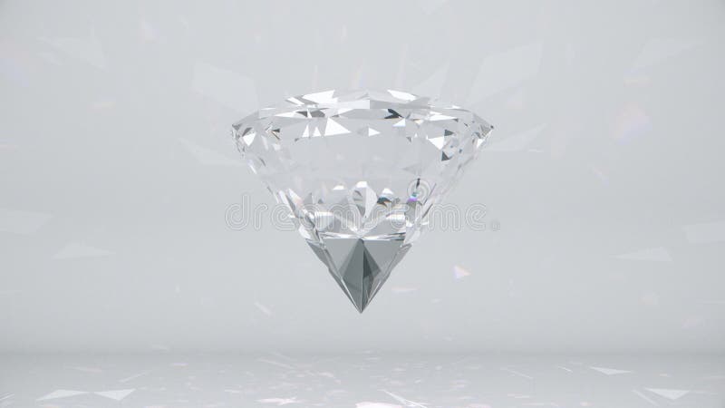 Large Sparkling Clear Diamond Rotating Loop with Reflections on White ...