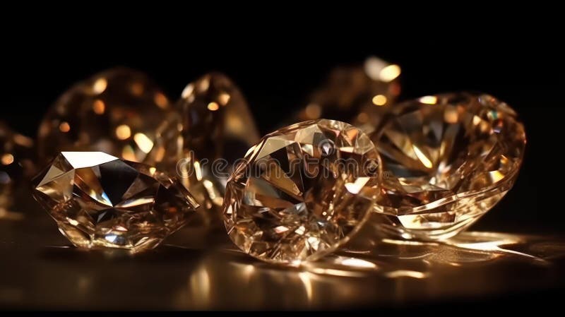 Large Sparkling Crystals Refracting a Beam of Light on a Black ...