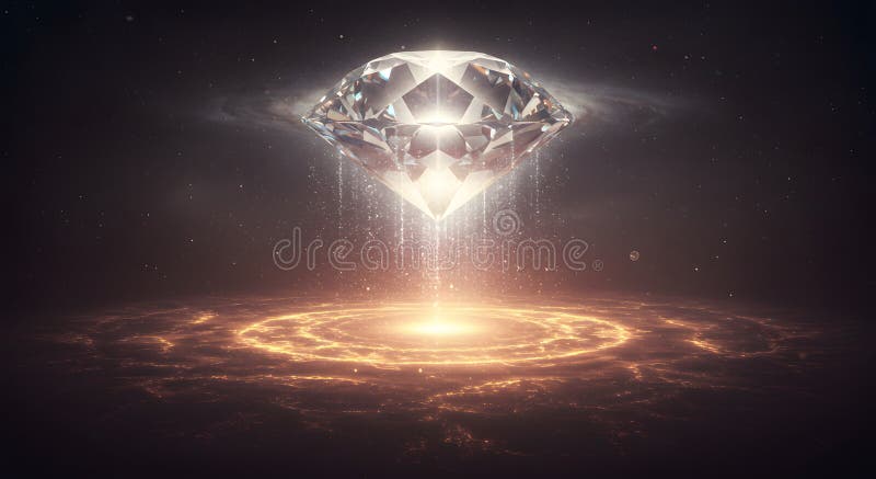Sparkling Diamond Above a Ring of Light in Space, Ai Generated Stock ...