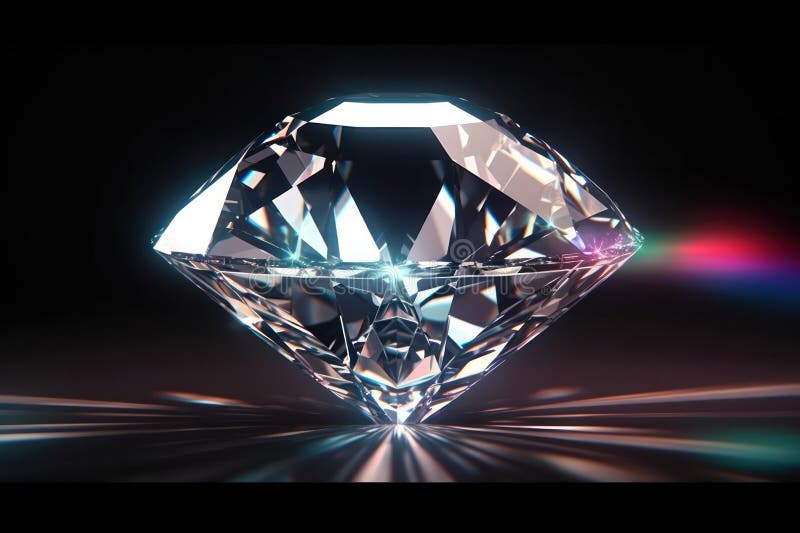 Large Sparkling Crystals Refracting a Beam of Light on a Black ...