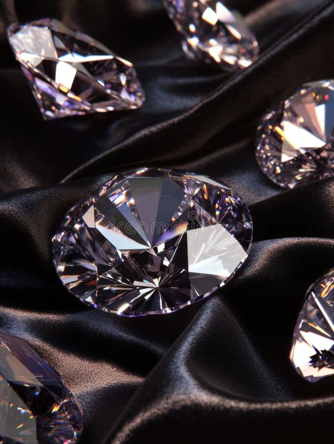Large Sparkling Diamonds Displayed Elegantly on Smooth Black Fabric ...