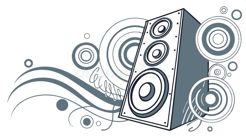Large Speaker with Musical Notes Dynamic Sound Graphic Audio Theme ...