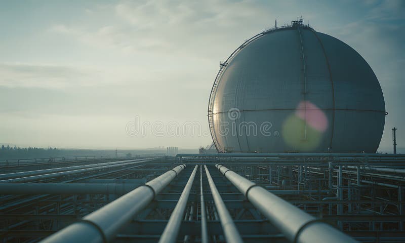 Large Sphere Shaped Gas Storage Tank at an Industrial Facility Stock ...