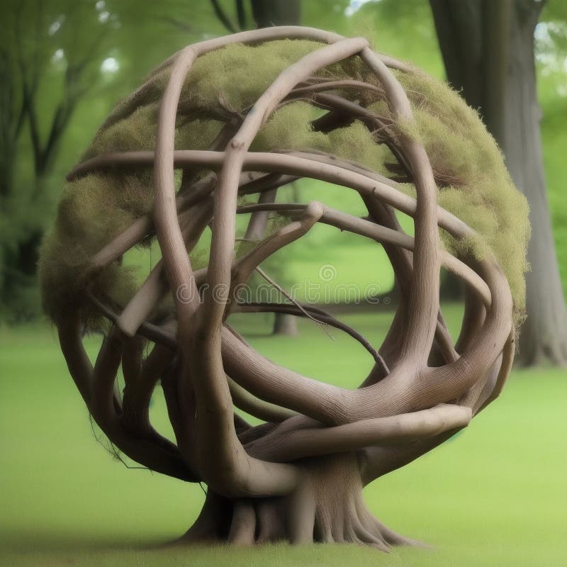 A Sphere Made of Plant Branches Stock Illustration - Illustration of ...