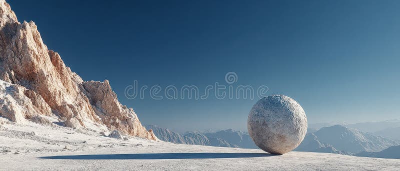 Large Spherical Object on Snowy Mountain Landscape Stock Photo - Image ...