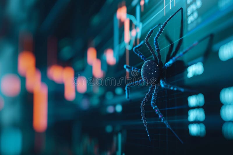 A Large Spider Perches on the Top of a Computer Screen, Creating an ...