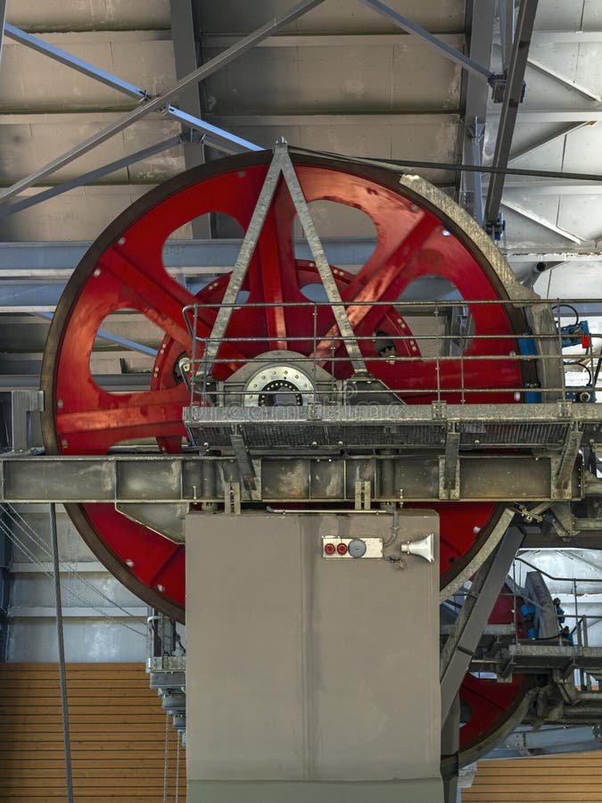 Large Spinning Wheel at the Main Station of the Cable Car Stock Image ...