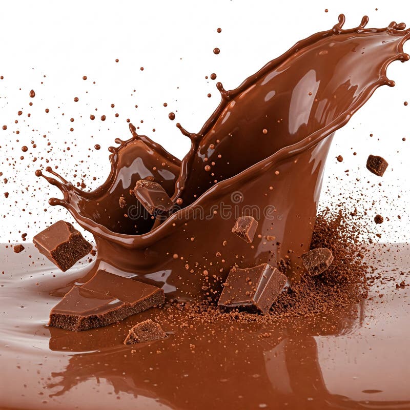 Large Splash of Liquid Chocolate with Chocolate Pieces Stock ...
