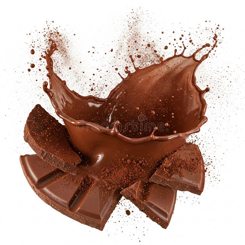 Large Splash of Liquid Chocolate with Chocolate Pieces Stock ...