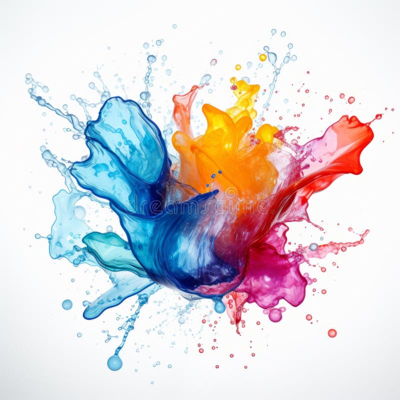 Large Splash of Shiny Translucent Light Blue Orange and Pink ...