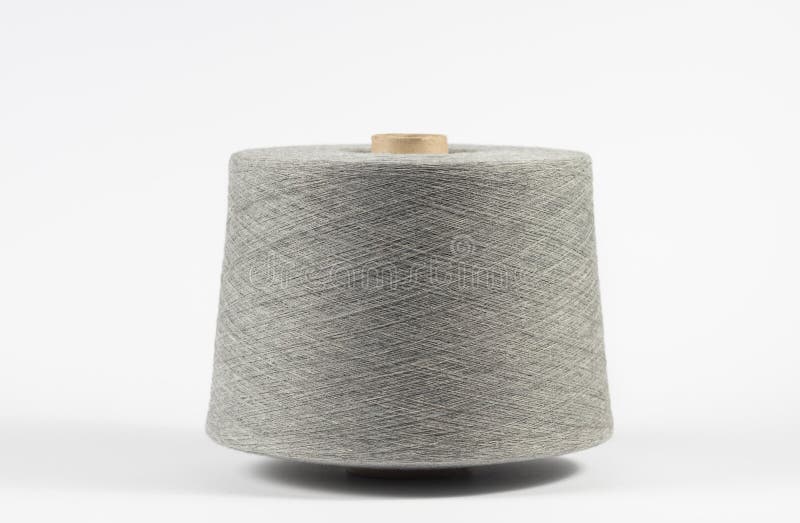 Large Spool of Gray Thread on White Isolated Background Stock Photo ...