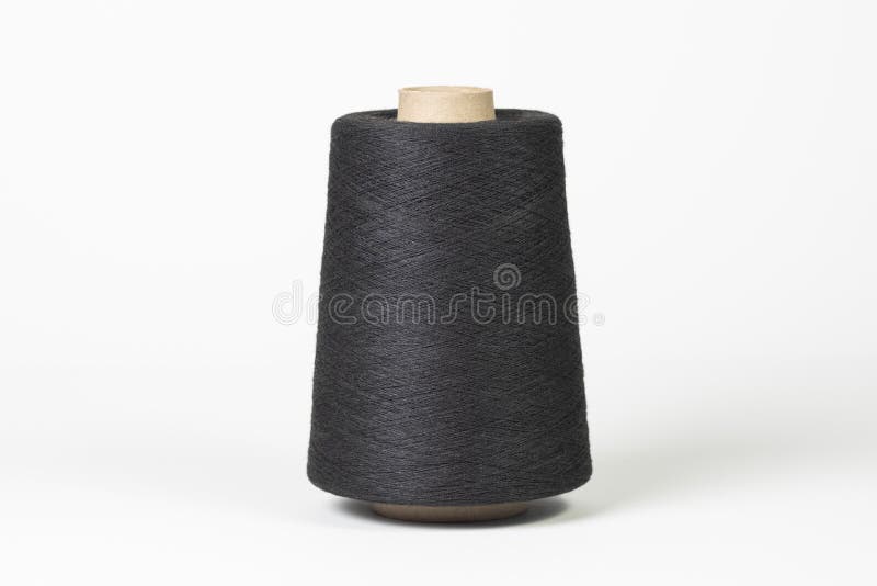 Large Spool of Thread, Black, Close-up. Isolated on White Background ...