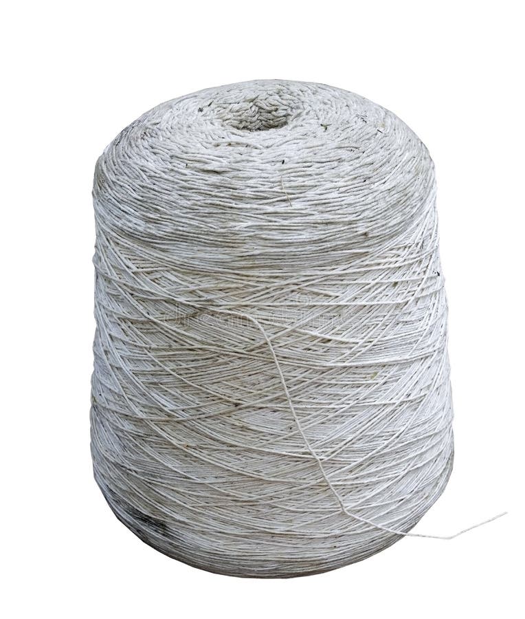 A Large Spool of White Cotton Thick Thread or Rope Stock Photo - Image ...