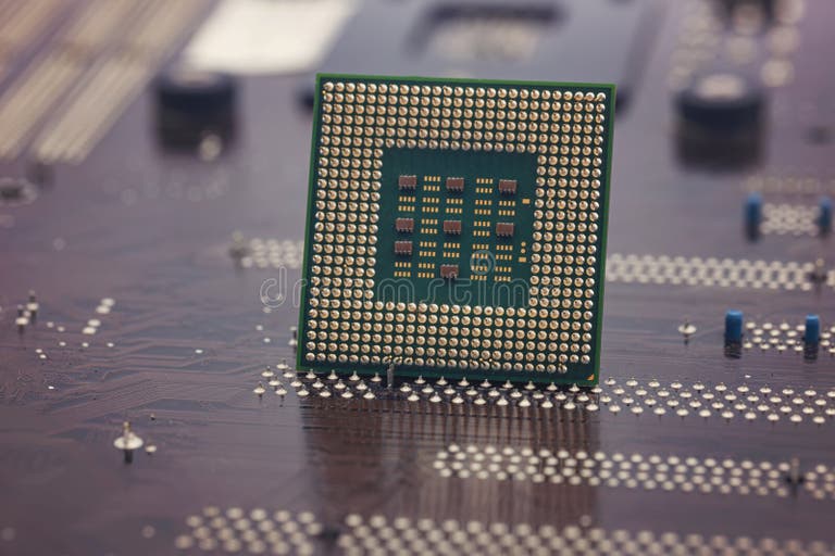 A Large Square Microprocessor for Computers Lies on Motherboard Stock ...