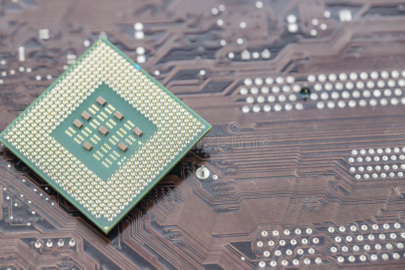 A Large Square Microprocessor for Computers Lies on Motherboard Stock ...