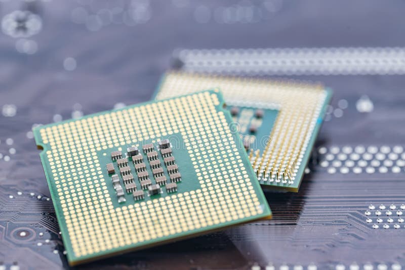 A Large Square Microprocessor for Computers Lies on Motherboard Stock ...