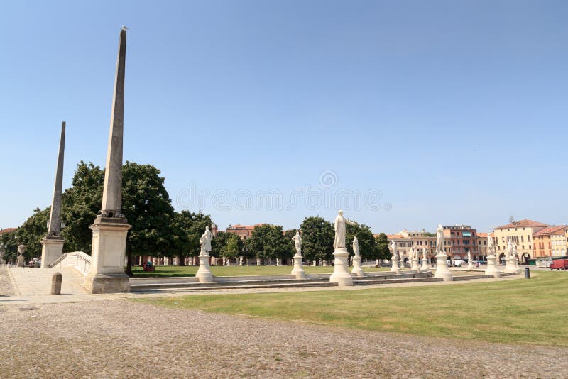 Large Square Prato Della Valle with Obelisks and Statues in Padua ...
