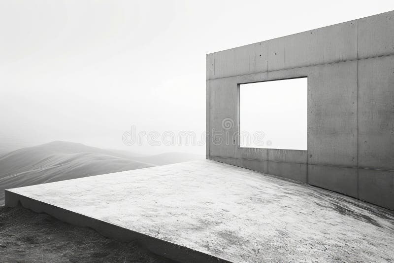 Large Square Window Cut into Building with View of Mountain Side ...