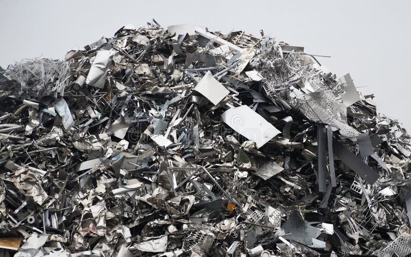 Large Stack of Aluminum and Ferrous Materials Scrap Ready for Recycling ...