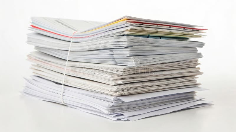 Large Stack of Assorted Paper Tests Organized Neatly on a White ...