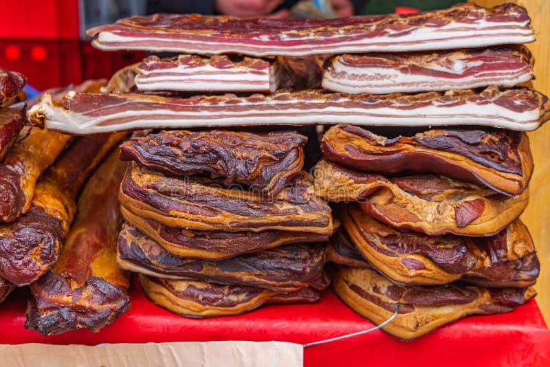 Slabs of Bacon stock photo. Image of food, deli, delicatessen - 265110862