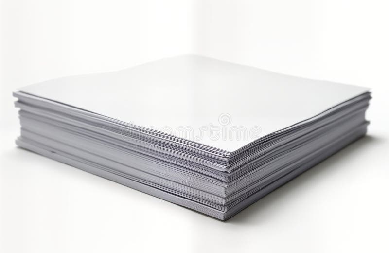 Large Stack of Blank White Papers Sits Isolated on White Background ...